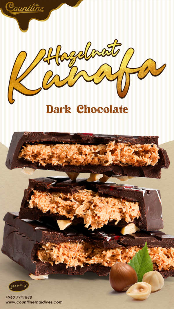 Hazelnut Kunafa Dark Chocolate – Countline Maldives